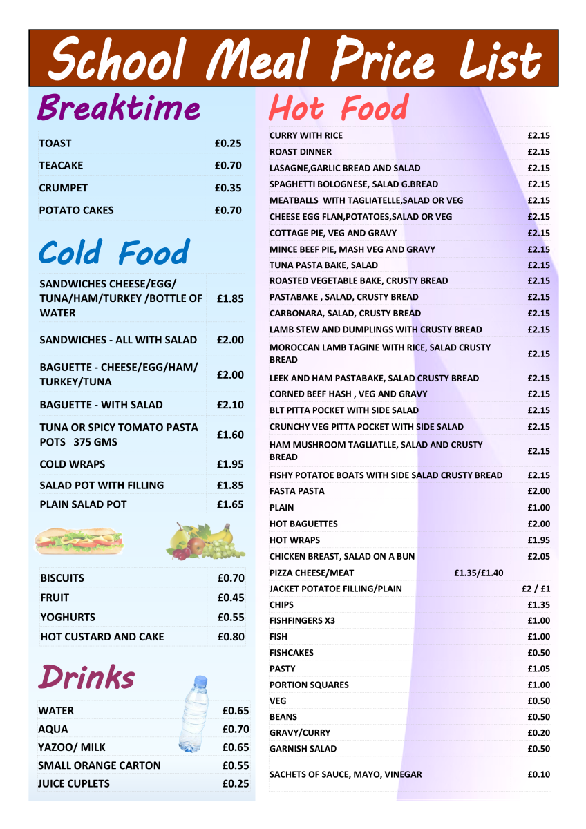 School Menus | St Gregory's Catholic High School
